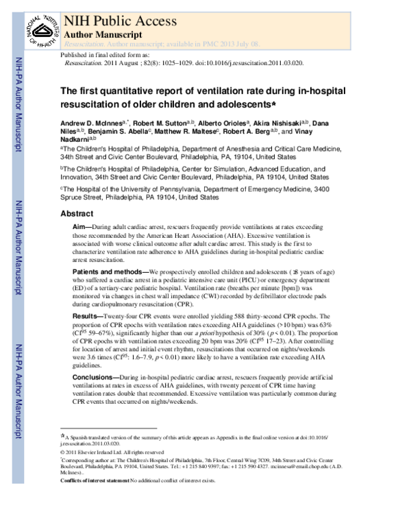 (PDF) The first quantitative report of ventilation rate during in ...
