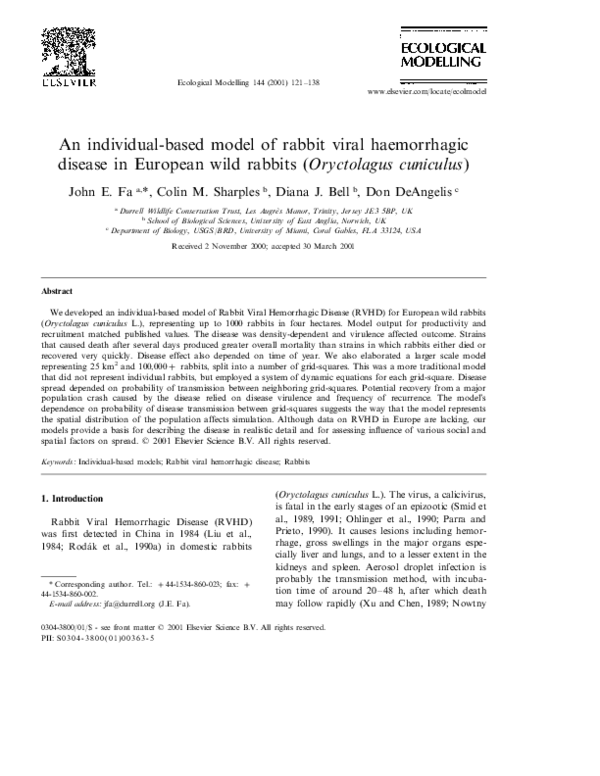 (PDF) An individual-based model of rabbit viral haemorrhagic disease in ...