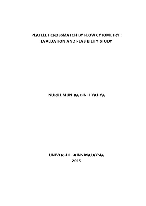 (PDF) Platelet Crossmatch by Flow Cytometry : Evaluation and ...