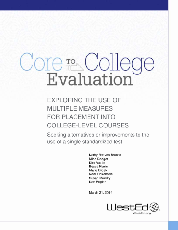 (PDF) Core to College Evaluation: Exploring the Use of Multiple ...
