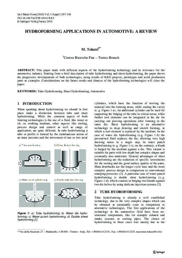 (PDF) Hydroforming applications in automotive: a review