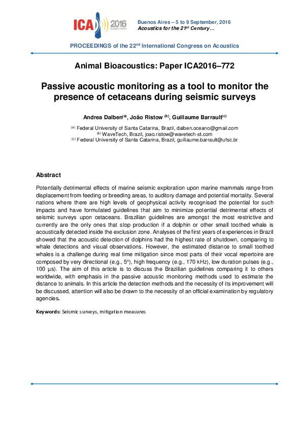 (PDF) Passive acoustic monitoring as a tool to monitor the presence of ...
