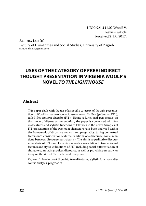 (PDF) Uses of the Category of Free Indirect Thought Presentation in ...