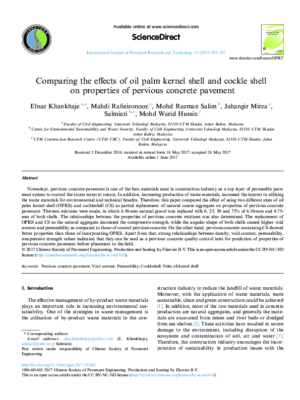 (PDF) Comparing the effects of oil palm kernel shell and cockle shell ...