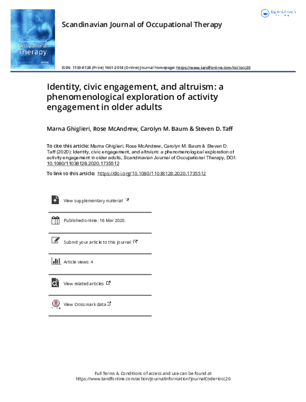 (PDF) Identity, civic engagement, and altruism: a phenomenological ...