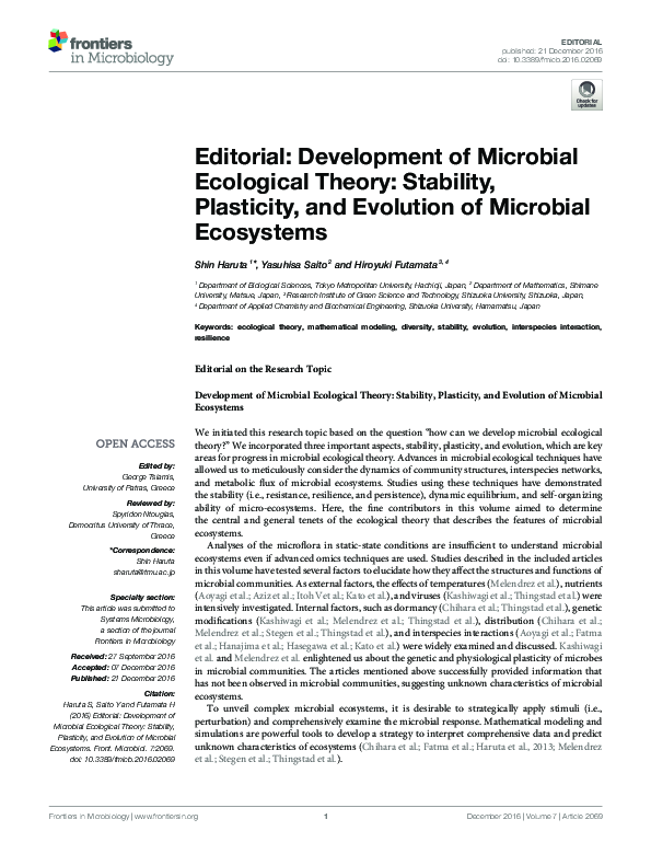 (PDF) Editorial: Development of Microbial Ecological Theory: Stability ...