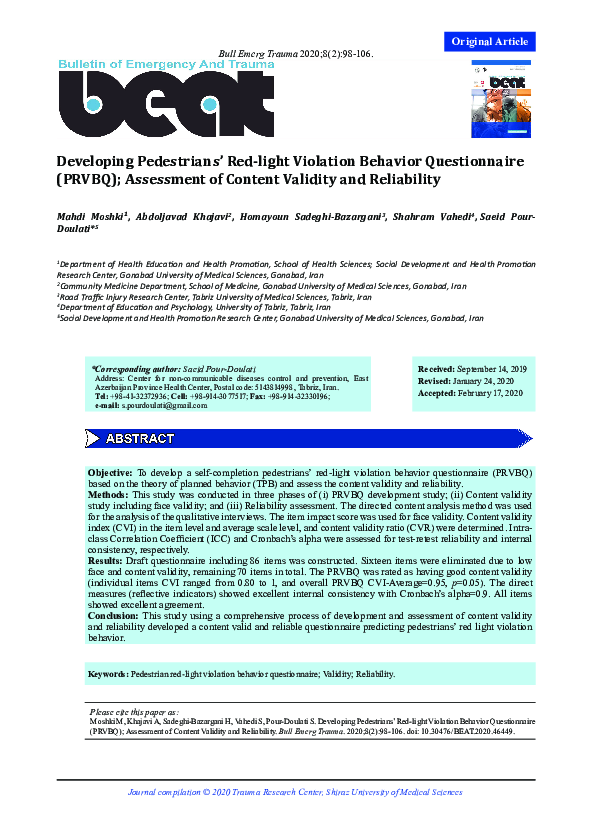 (PDF) Developing Pedestrians’ Red-light Violation Behavior ...