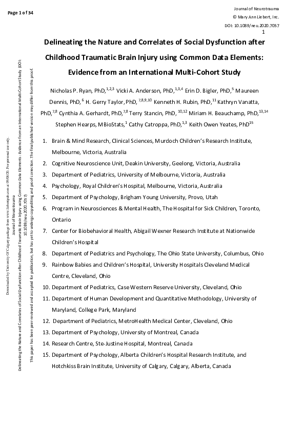 (PDF) Delineating the Nature and Correlates of Social Dysfunction after ...