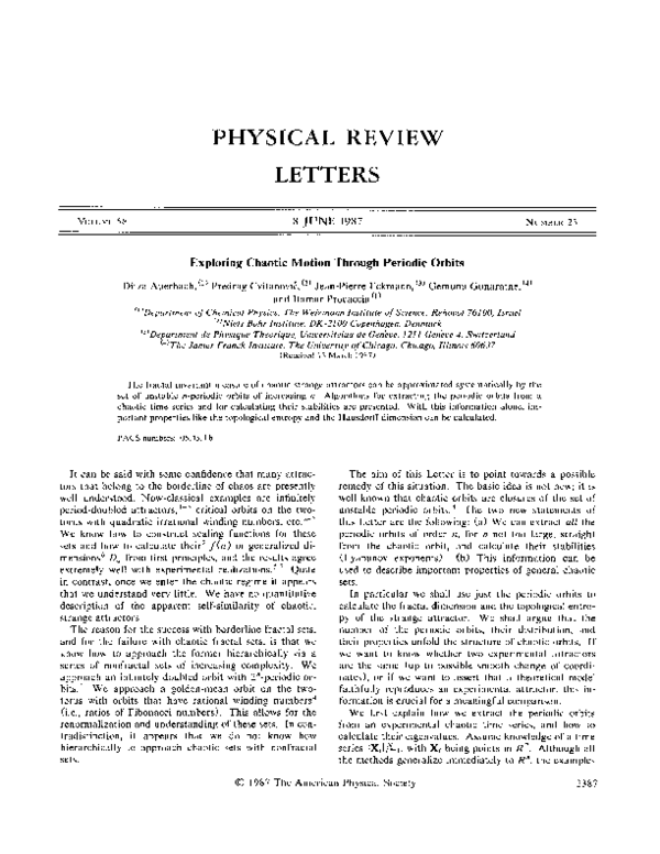 (PDF) Exploring chaotic motion through periodic orbits