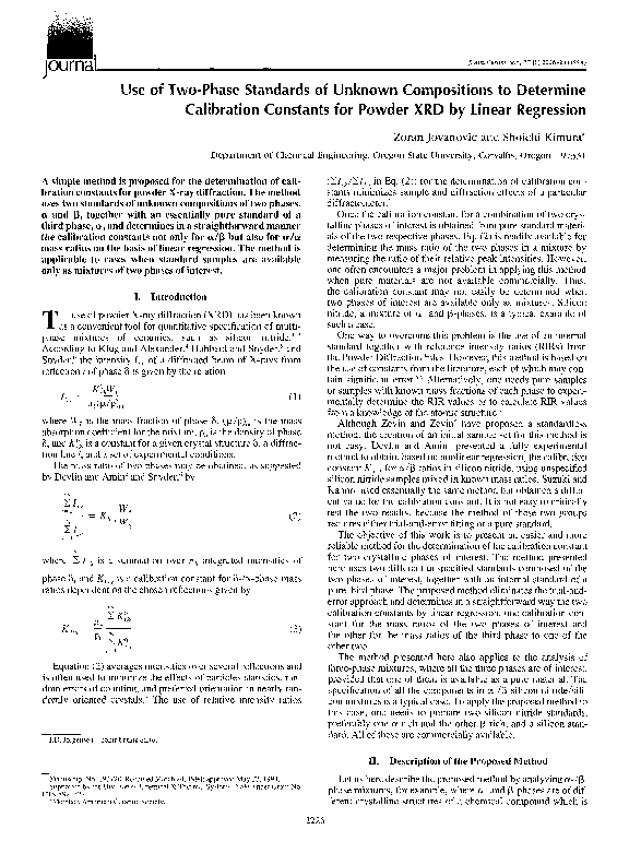 (PDF) Use of Two-Phase Standards of Unknown Compositions to Determine ...