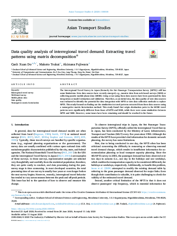 (PDF) Data quality analysis of interregional travel demand: Extracting ...