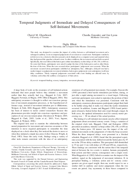 (PDF) Temporal judgments of immediate and delayed consequences of self ...