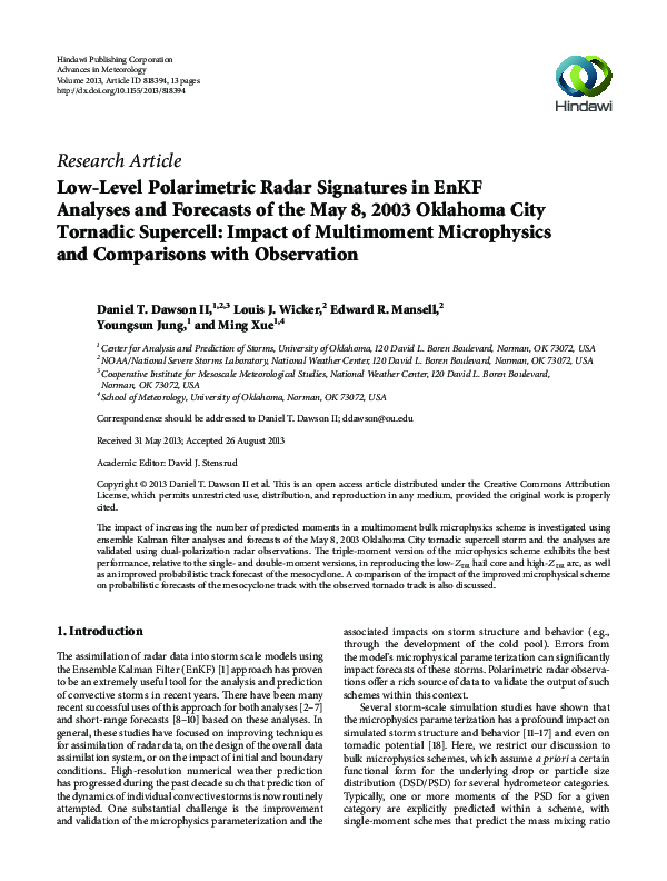 (PDF) Tornadic Supercell: Impact of Multimoment Microphysics and Comparisons with Observation