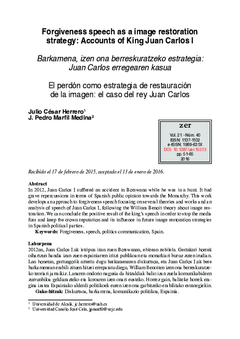 (PDF) El perdón como estrategia de restauración de la imagen: el caso ...