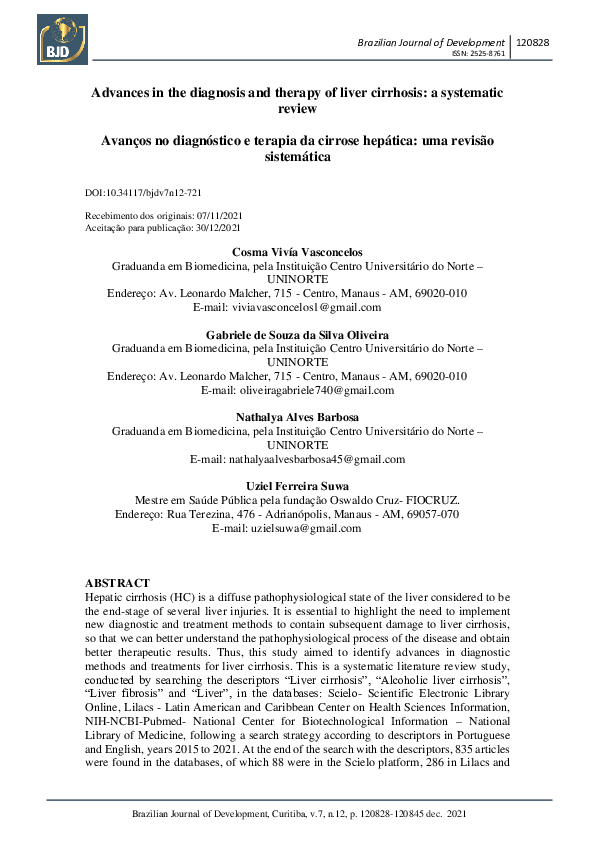 (PDF) Advances in the diagnosis and therapy of liver cirrhosis: a ...