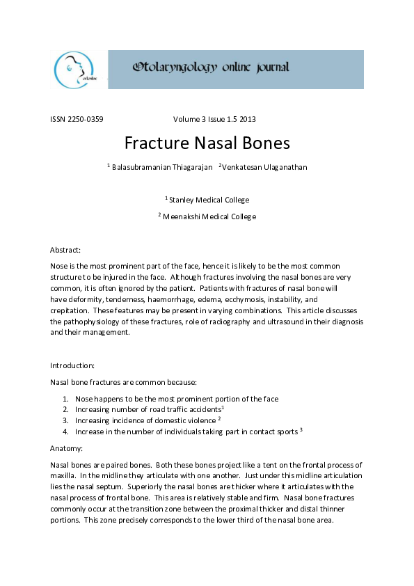 (PDF) Fracture Nasal Bones