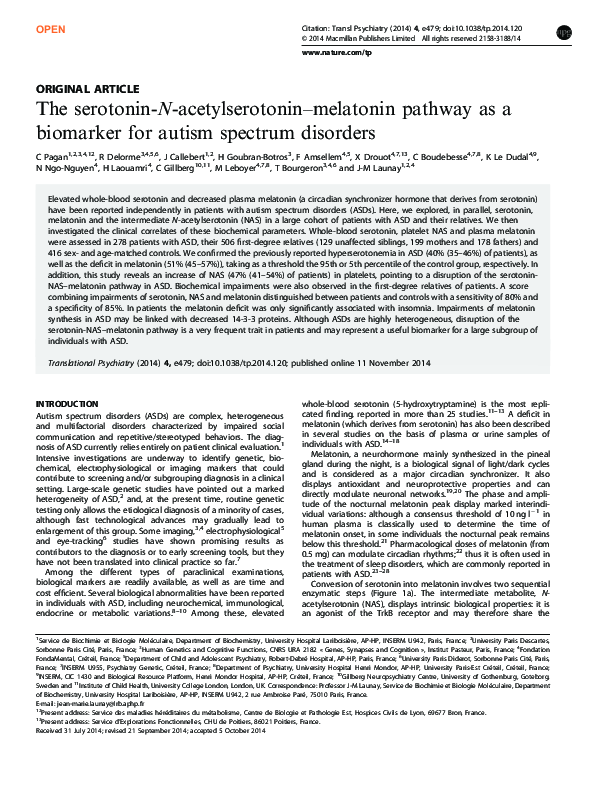 (PDF) The serotonin-N-acetylserotonin–melatonin pathway as a biomarker ...