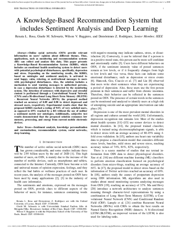Pdf A Knowledge Based Recommendation System That Includes Sentiment
