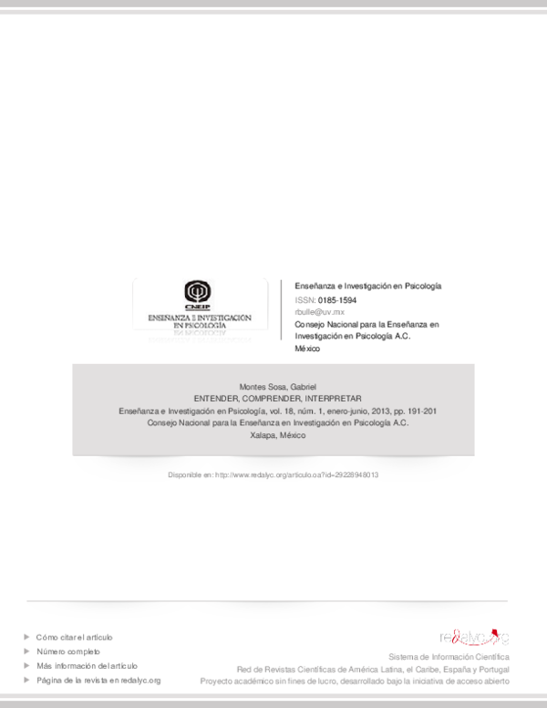 (PDF) Entender, Comprender, Interpretar