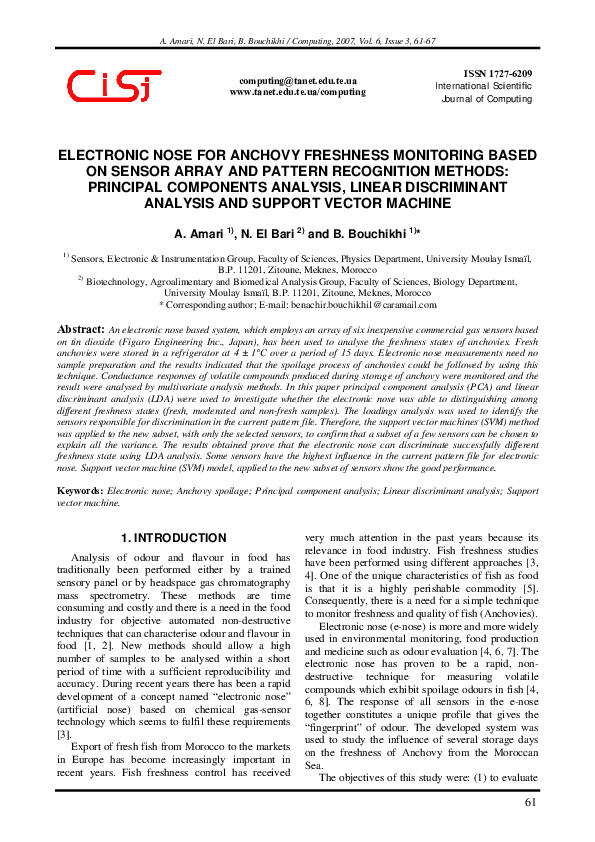 (PDF) Electronic Nose for Anchovy Freshness Monitoring Based on Sensor Array and Pattern ...