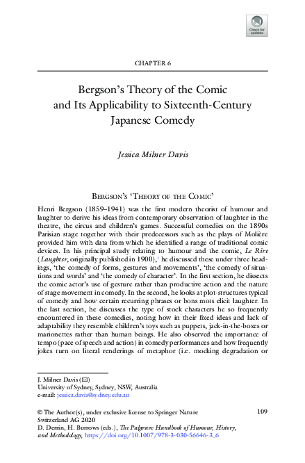 (PDF) Bergson’s Theory of the Comic and Its Applicability to Sixteenth ...