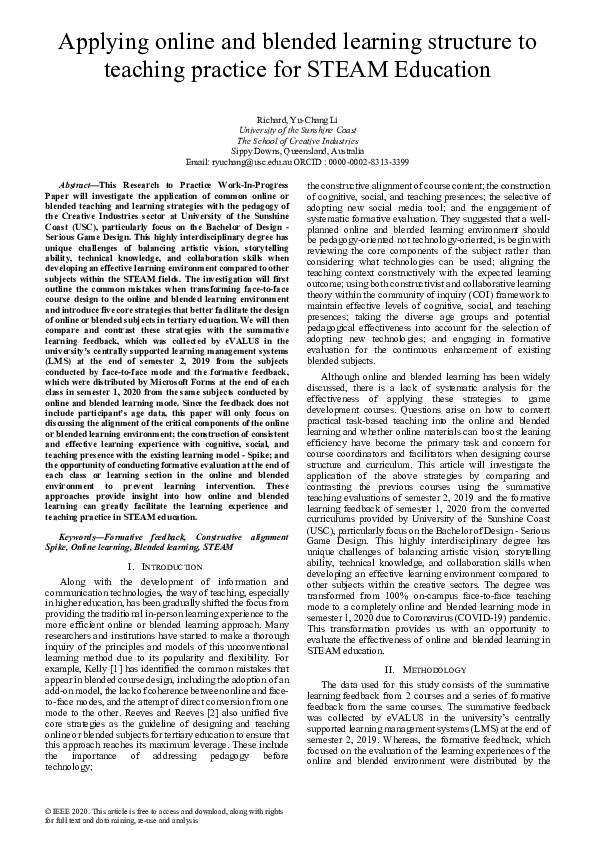 (PDF) Applying online and blended learning structure to teaching ...