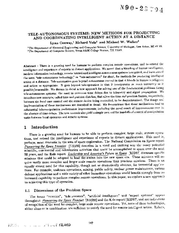 (PDF) Tele-autonomous systems: New methods for projecting and ...