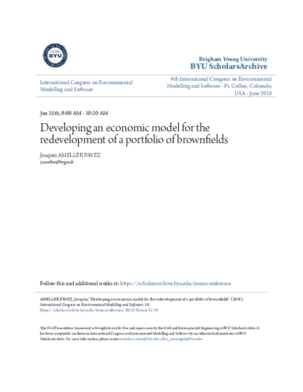 (PDF) Developing an economic model for the redevelopment of a portfolio ...