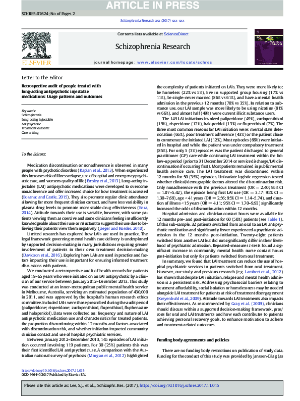 (PDF) Retrospective audit of people treated with long-acting ...