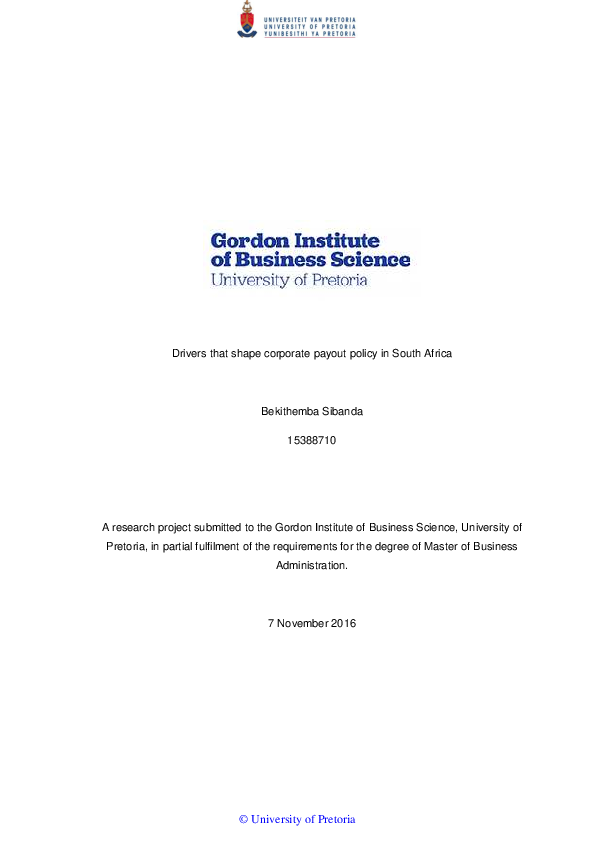 (PDF) Drivers that shape corporate payout policy in South Africa ...