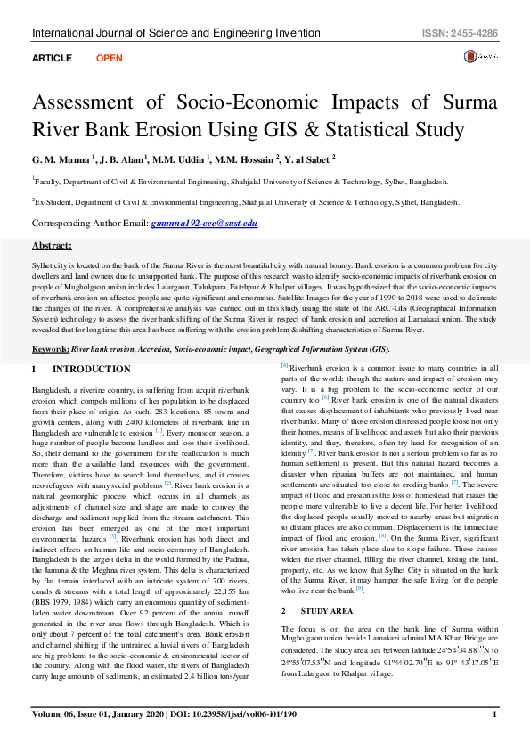 (PDF) Assessment of Socio-Economic Impacts of Surma River Bank Erosion ...
