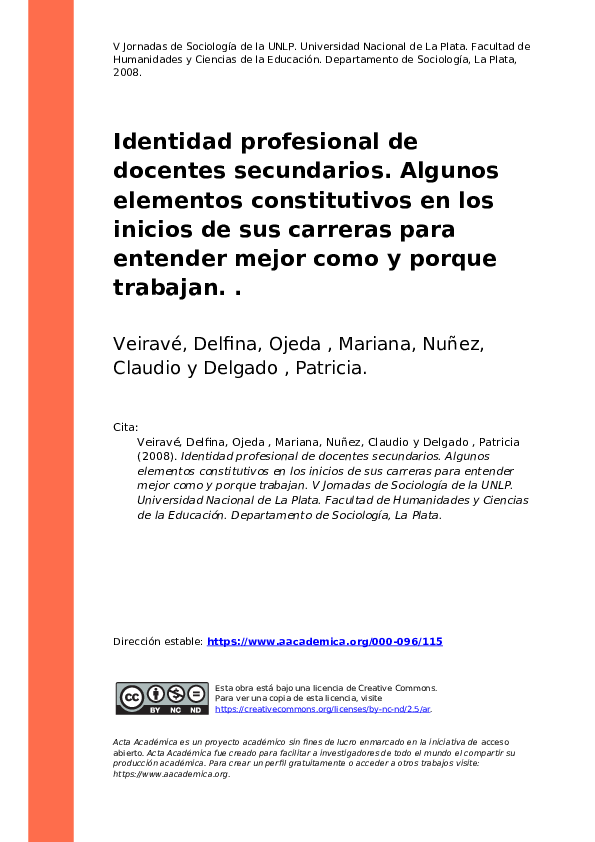 (PDF) Identidad profesional de docentes secundarios. Algunos elementos ...