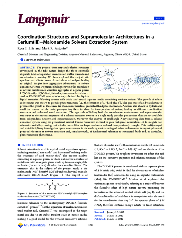 (PDF) Coordination Structures and Supramolecular Architectures in a ...