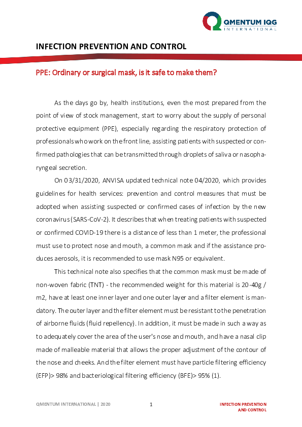 (PDF) Infection prevention and control