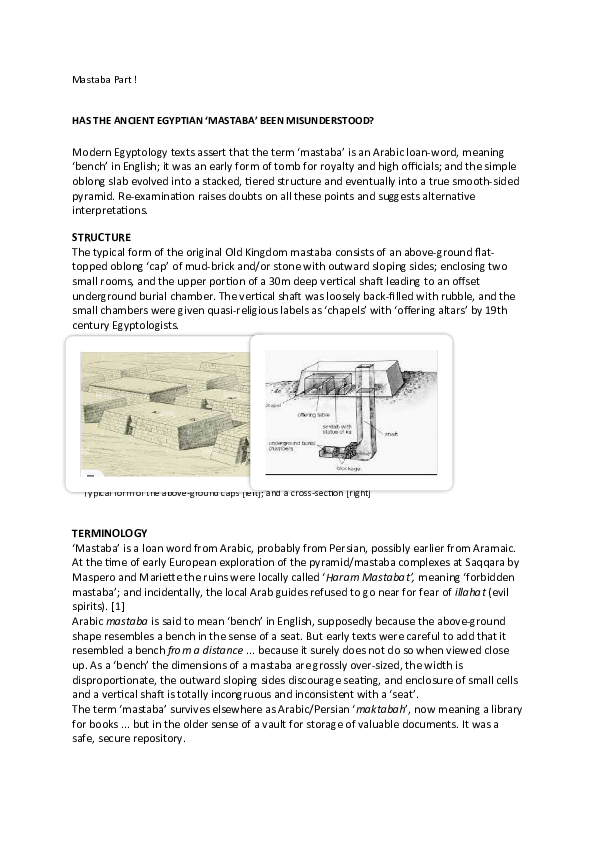 (DOC) The mastaba of Ancient Egypt: a new perspective.