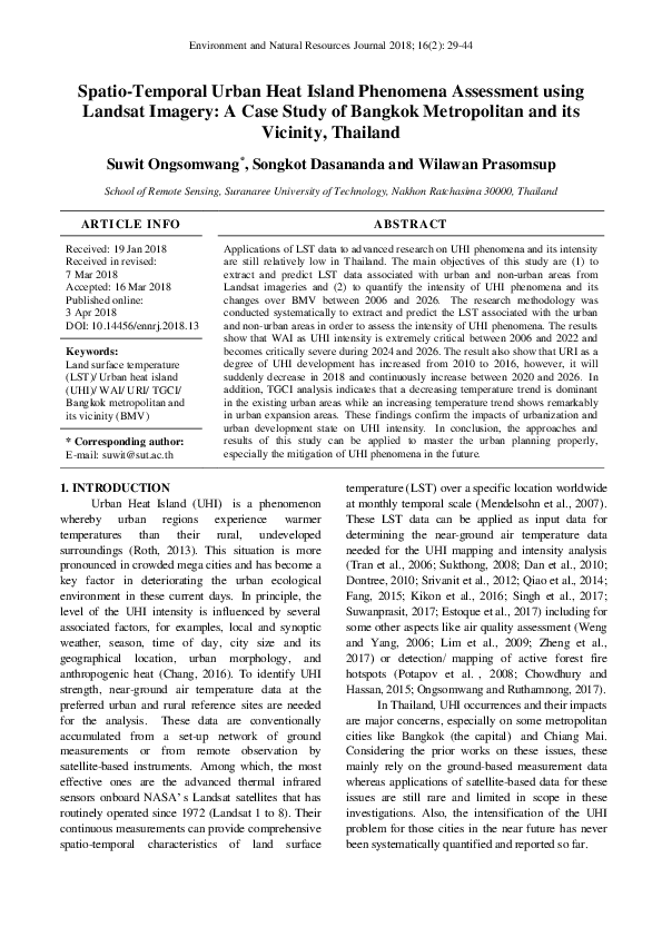 (PDF) Spatio-Temporal Urban Heat Island Phenomena Assessment using Landsat Imagery: A Case Study ...