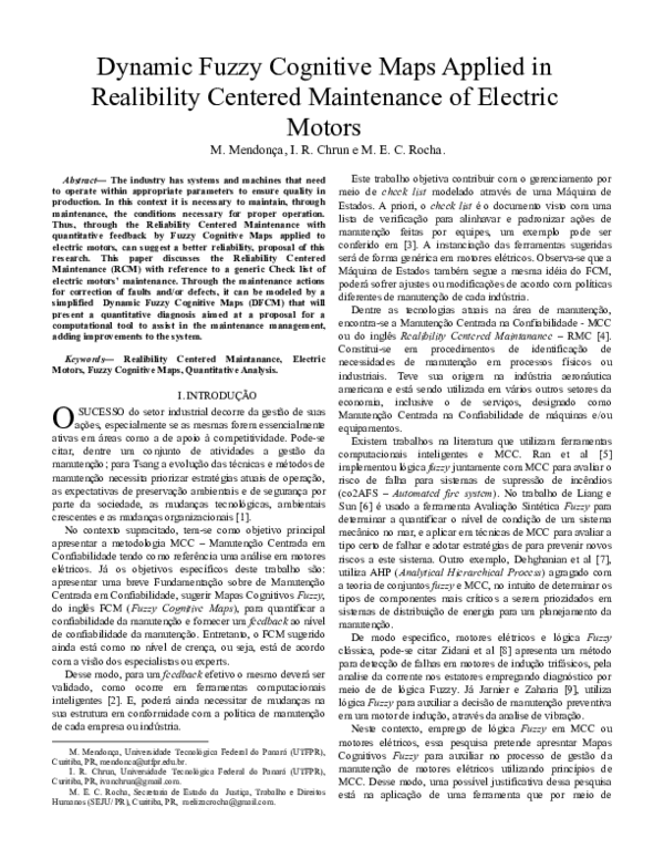 Pdf Dynamic Fuzzy Cognitive Maps Applied In Realibility Centered