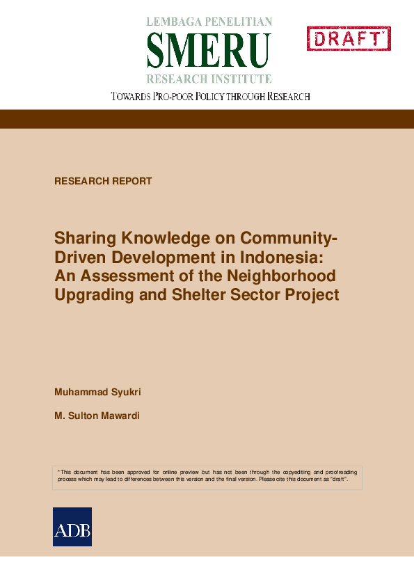 (PDF) Sharing Knowledge on Community-Driven Development in Indonesia ...