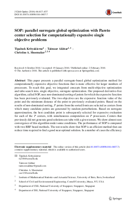 Pdf Sop Parallel Surrogate Global Optimization With Pareto Center Selection For
