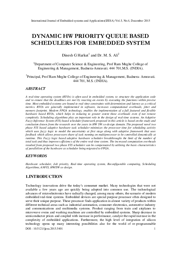 Pdf Dynamic Hw Priority Queue Based Schedulers For Embedded System