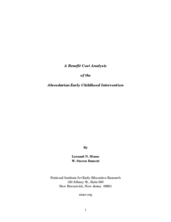 (PDF) A benefit-cost analysis of the Abecedarian early childhood ...