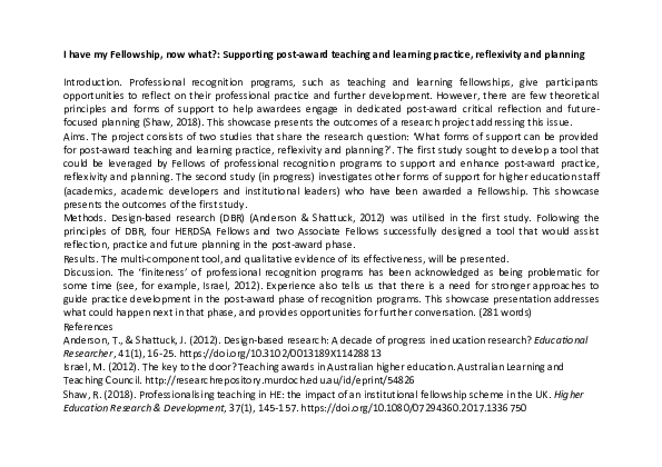 (PDF) “I have my Fellowship, now what?” Supporting Post-award Teaching and Learning Practice ...