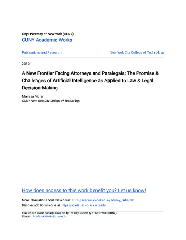 (PDF) A New Frontier Facing Attorneys and Paralegals: The Promise ...