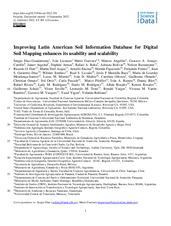 (PDF) Improving Latin American Soil Information Database for Digital Soil Mapping enhances its ...