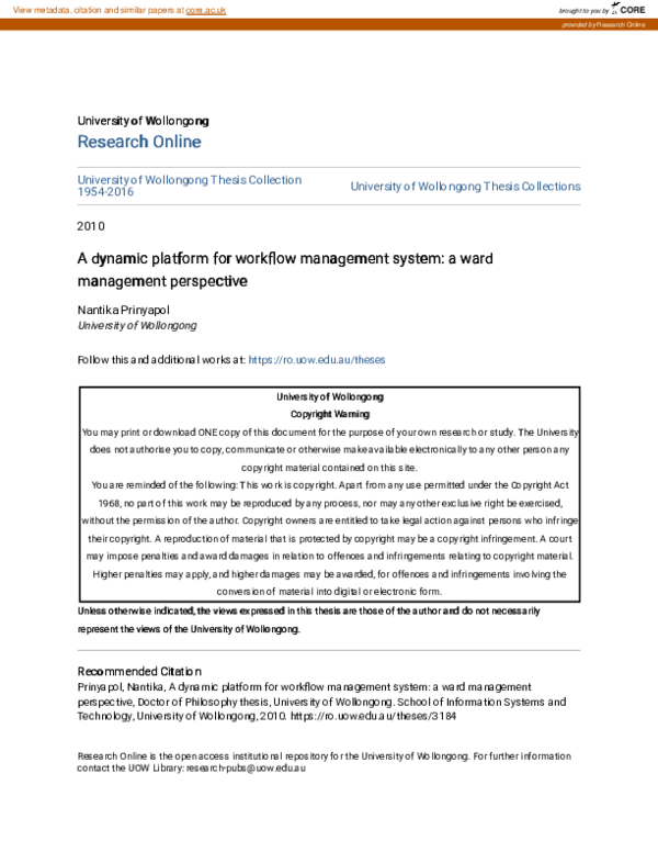 (PDF) A dynamic platform for workflow management system: a ward management perspective | Nantika ...