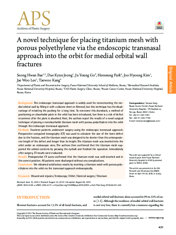 (PDF) A novel technique for placing titanium mesh with porous ...