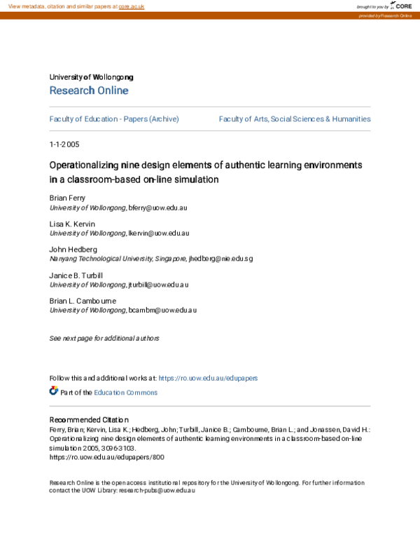 (PDF) Operationalizing nine design elements of authentic learning environments in a classroom ...