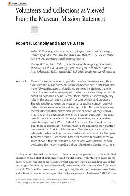 (PDF) Volunteers and Collections as Viewed from the Museum Mission ...