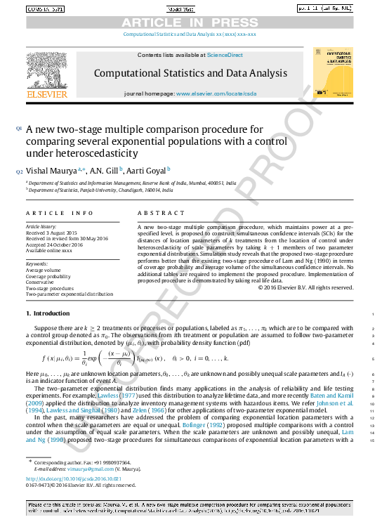 (PDF) A new two-stage multiple comparison procedure for comparing several exponential ...