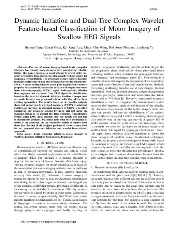 Pdf Dynamic Initiation And Dual Tree Complex Wavelet Feature Based Classification Of Motor